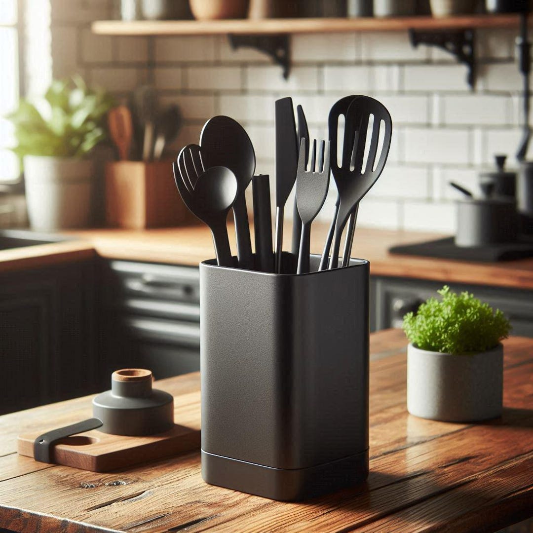 Square Pot Kitchen Utensil Holder – Custom Colour Options, Modern ...