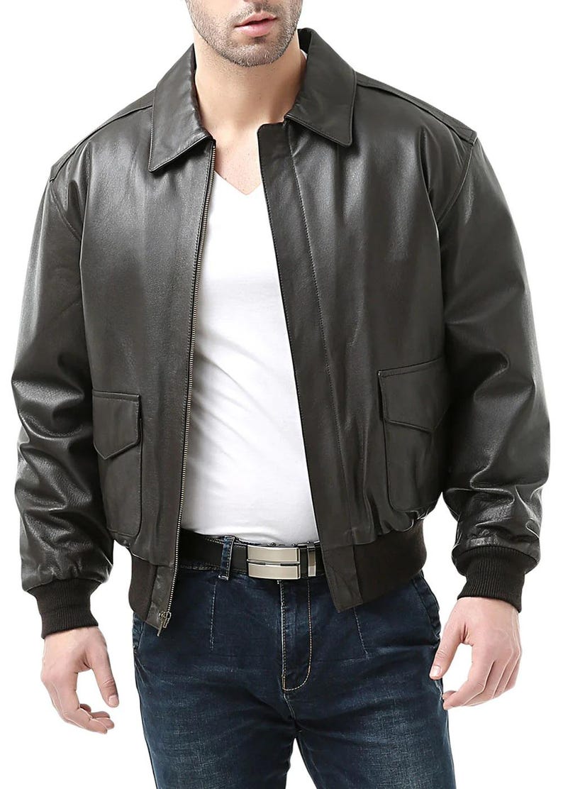 Mens A2 Bomber Jacket, A2 Leather Jacket, A2 Air Force USAF Pilot ...