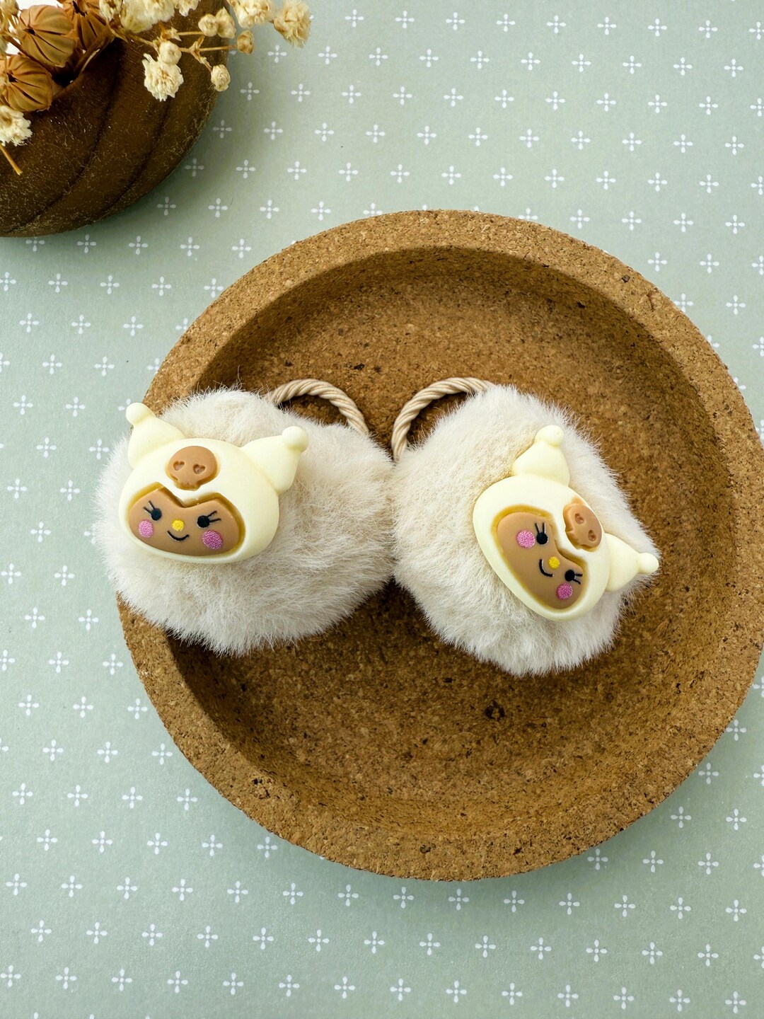Fuzzy Plush Sheep Hair Pins | Cute Furry Ponytail Kuromi Scrunchies ...