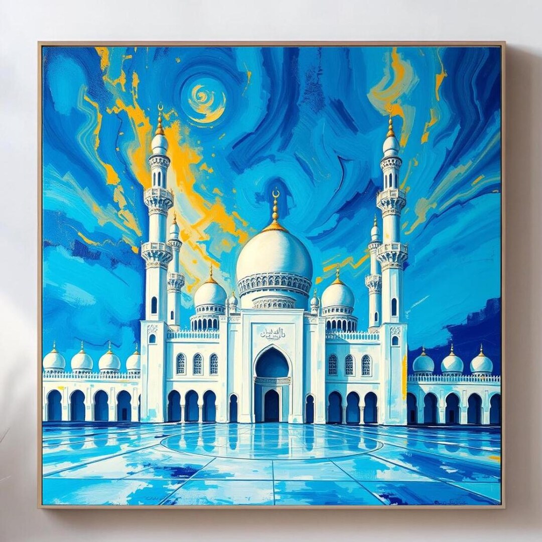 Mosque Islamic Colorful Vibrant Oil Painting, Abstract Digital Art ...