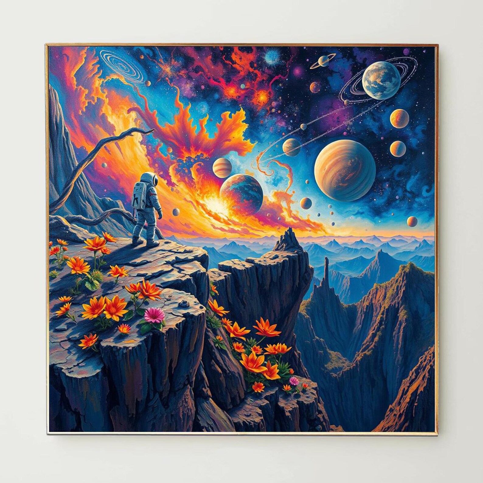 Astronaut in Space Art, Planetary Digital Printing, Sci-fi Wall Art ...