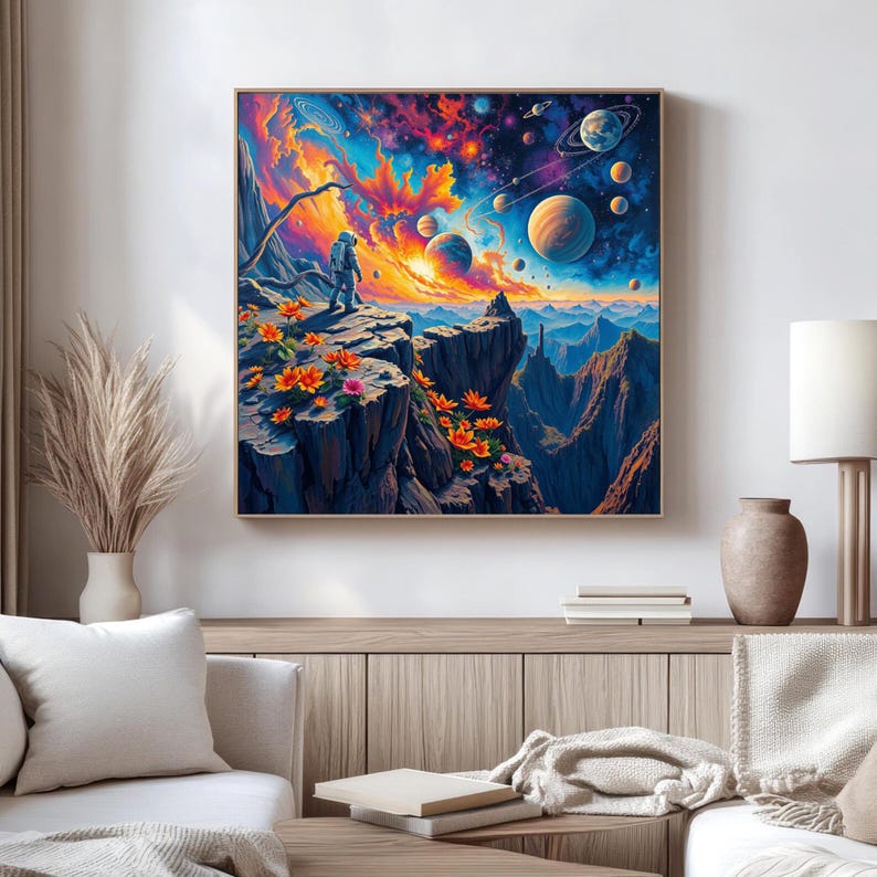 Astronaut in Space Art, Planetary Digital Printing, Sci-fi Wall Art ...