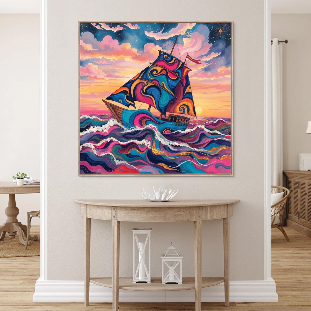 Abstract Sailing Ship Digital Download Printable, Wall Art, AI ...