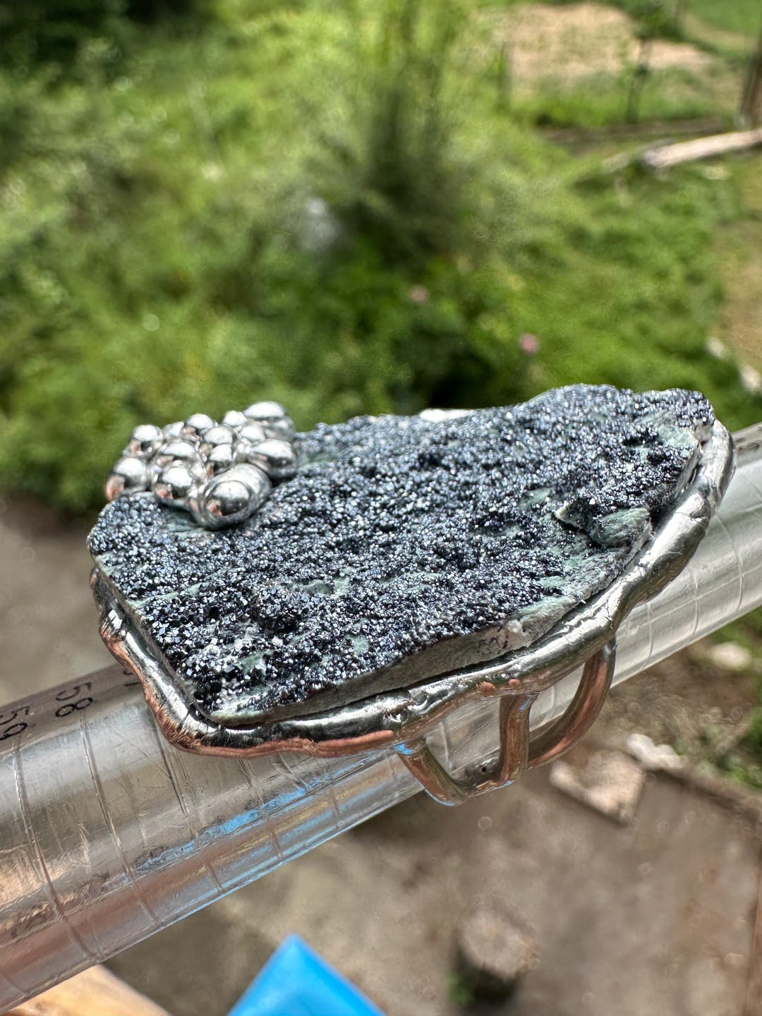 Ring With Magnetite on Matrix From Val Malenco Italy Italian Gemstone ...