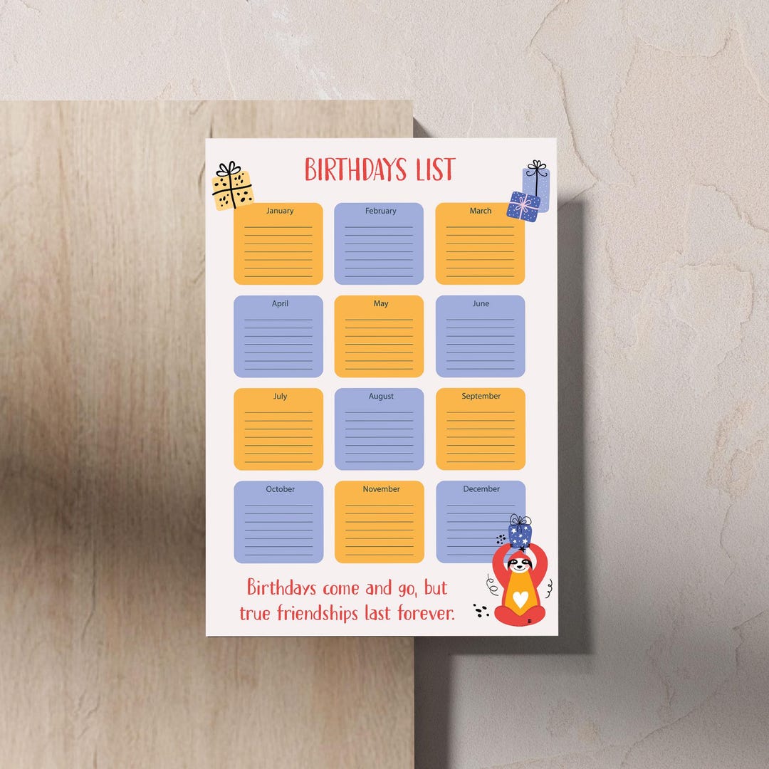 Printable Birthdays List With Inspirational Quote Remarkable Planner ...