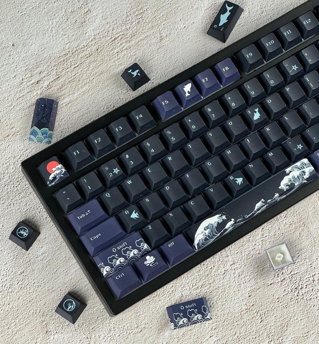 Stormy Night Theme Keycap Set, Ocean Wave Keycap Set for Mechanical ...