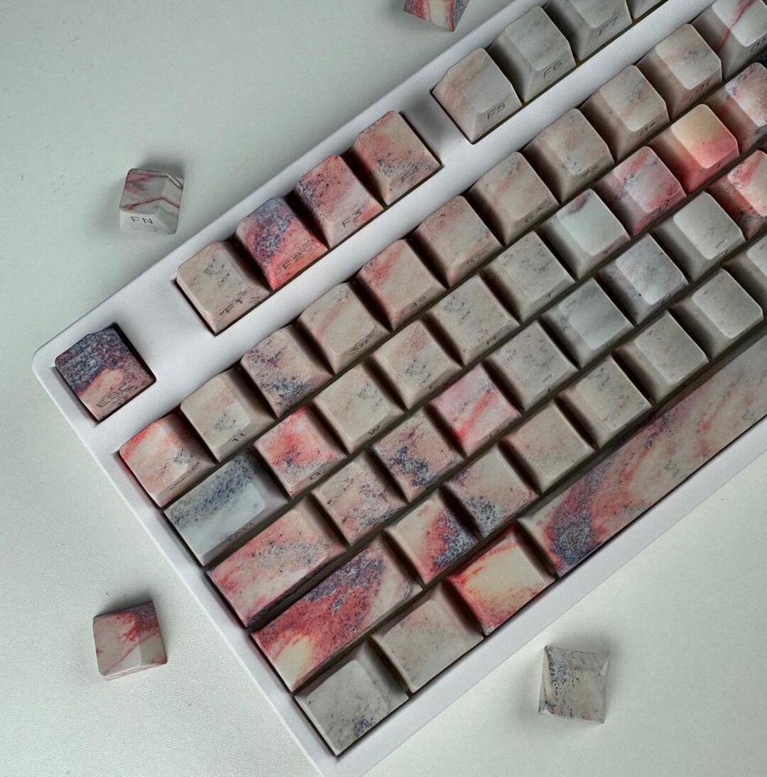 Aesthetic Nature Theme Keycap Set, Translucent Side Print Keycap Set ...