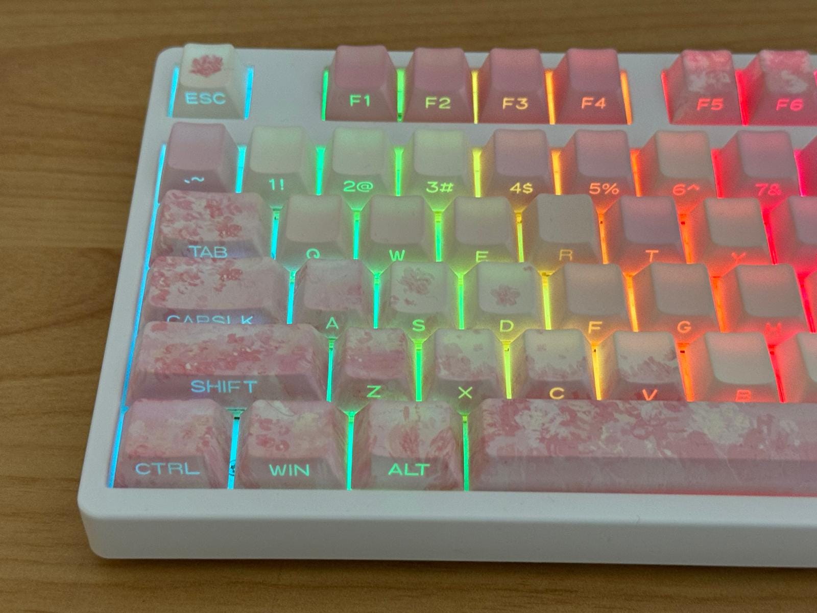Cute Pink Cherry Blossom Keycap Set for Mechanical Keyboard, Backlit ...