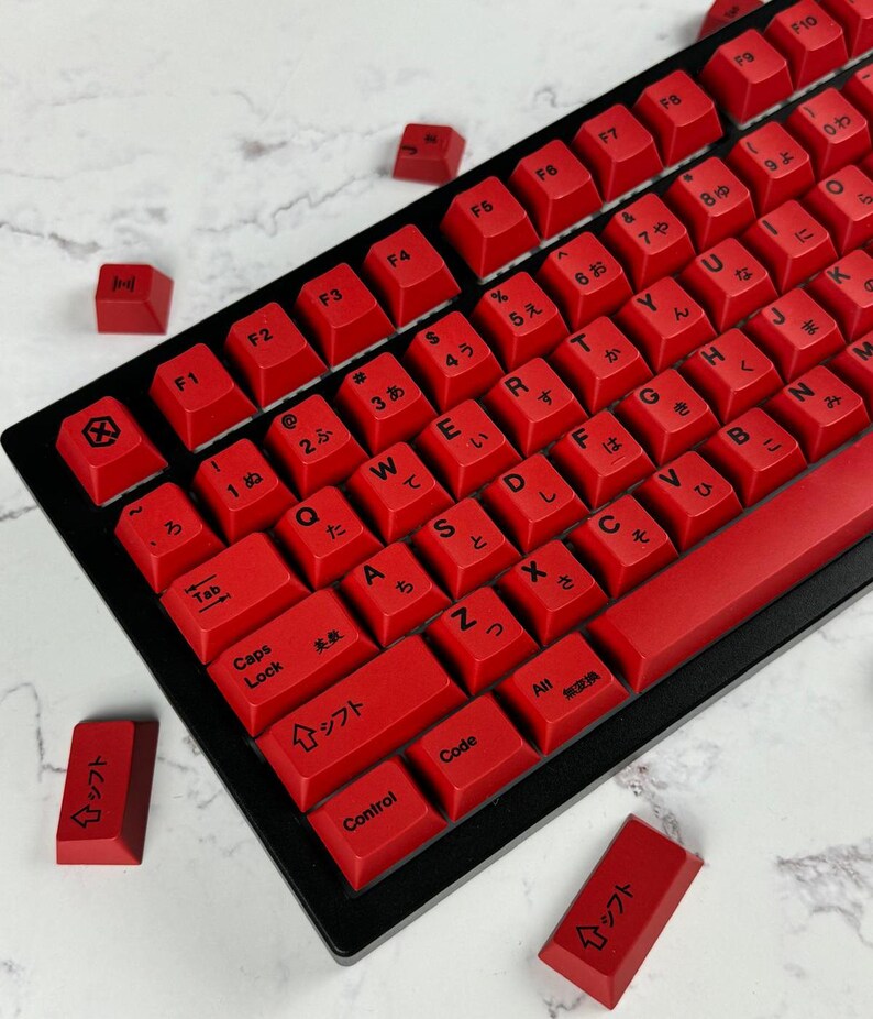 Red Japanese Theme Keycap Set, Dark Red Key Caps Set for Mechanical ...