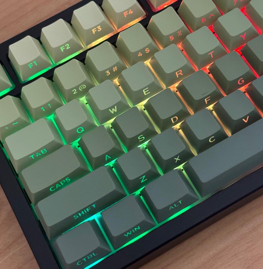 Backlit Green Keycap Set, Gradient Keycap Set for Mechanical Keyboard ...
