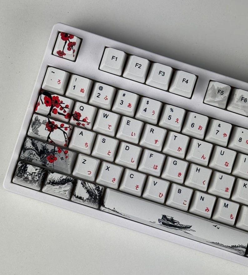 Sakura Japanese Theme Keycap Set, Cherry Blossom Keycap Set for ...