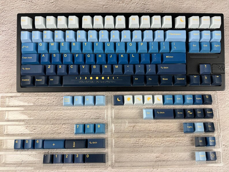 130 Keys Moon Phases Theme Keycap Set, Celestial Moon Keycap Set for ...