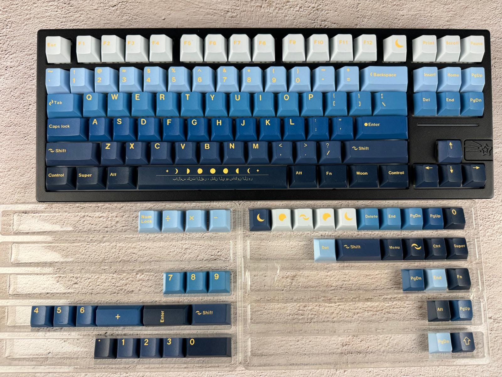 130 Keys Moon Phases Theme Keycap Set, Celestial Moon Keycap Set for ...