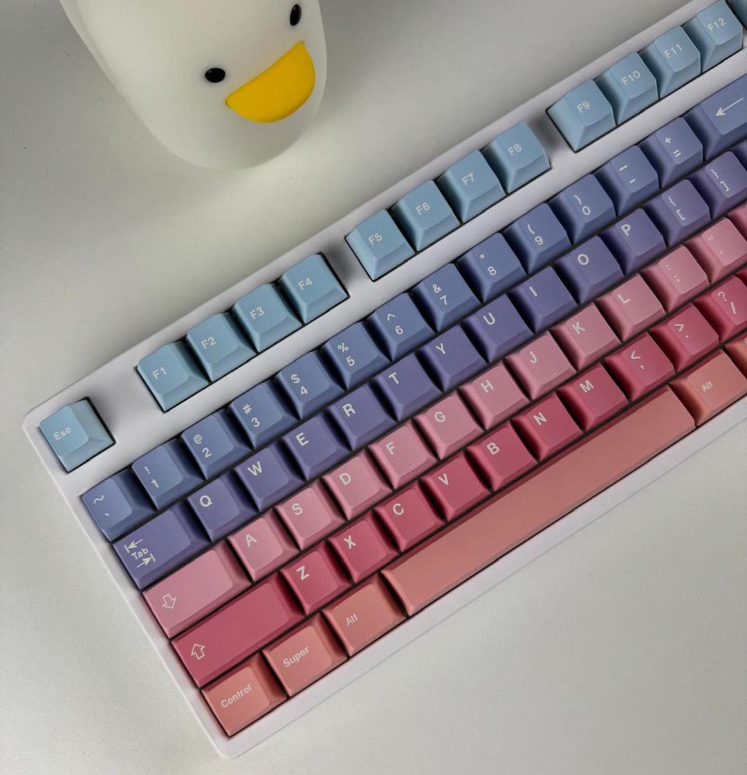 Pastel Sunset Gradient Keycap Set, Cute Rainbow Keycap Set for ...