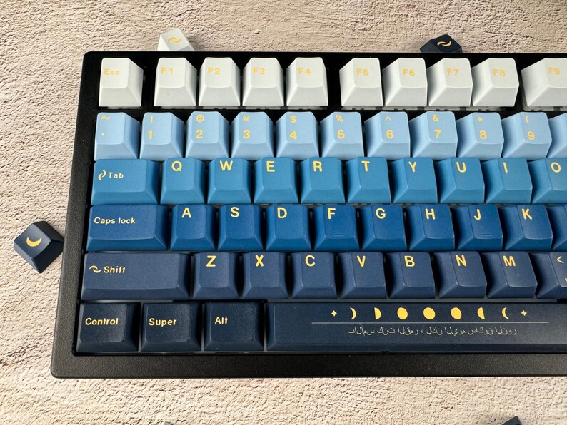 130 Keys Moon Phases Theme Keycap Set, Celestial Moon Keycap Set for ...