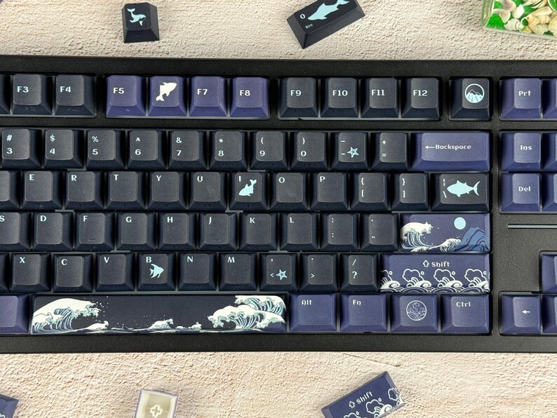 Stormy Night Theme Keycap Set, Ocean Wave Keycap Set for Mechanical ...