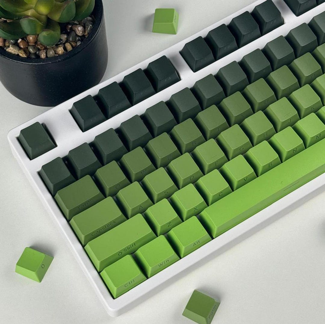 Backlit Matcha Keycap Set, Green Gradient Side Print Keycap Set for ...