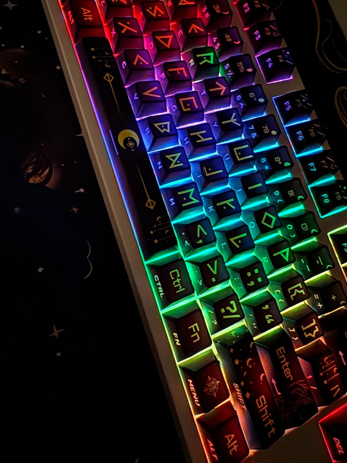 Dark Starry Night Sky Keycap Set, Celestial Theme Keycap Set for ...