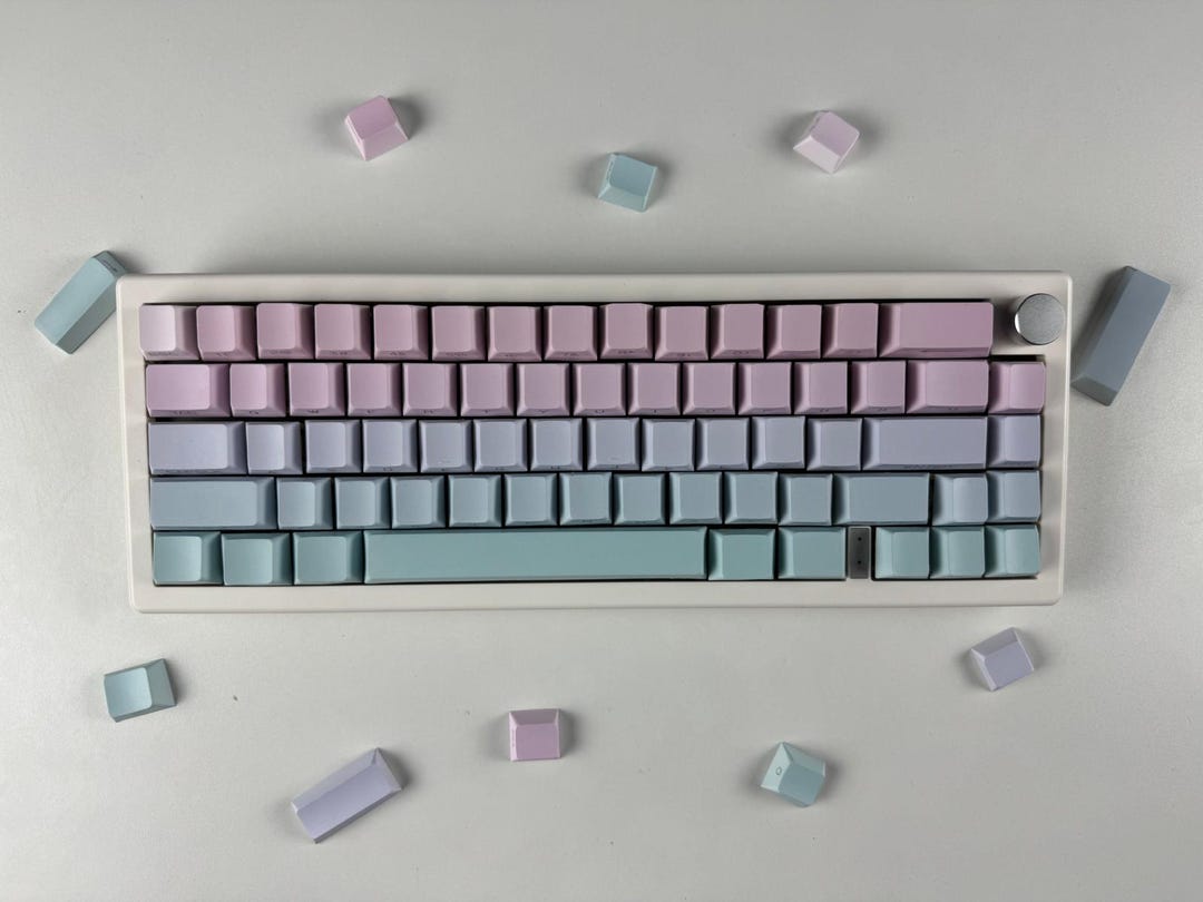 Pastel Cloud Sky Keycap Set, Pastel Gradient Keycaps, Shine Trough ...