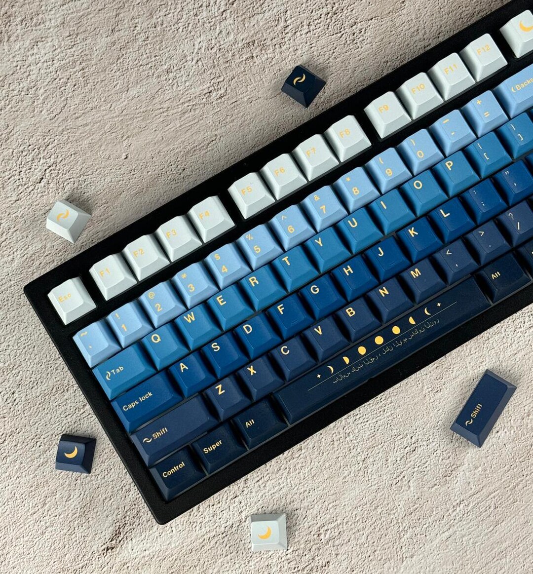 130 Keys Moon Phases Theme Keycap Set, Celestial Moon Keycap Set for ...