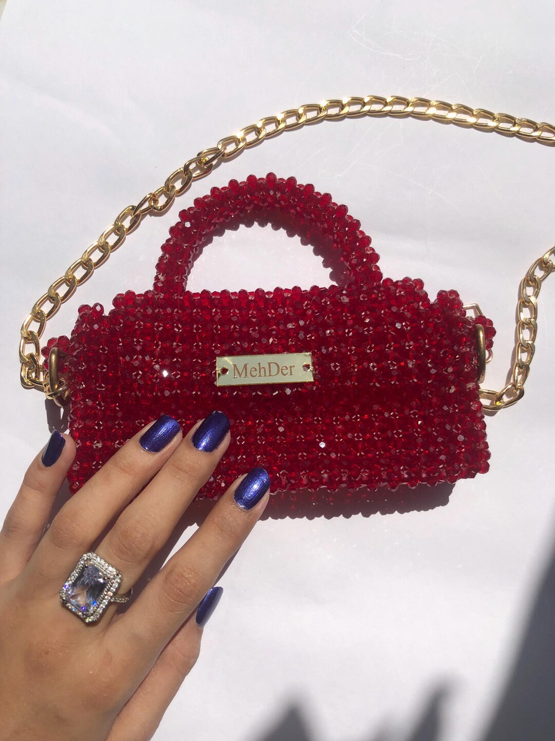 Crystal Bag, Maroon Crystal Bag, Maroon Bag, Evening Bag, Crystal Bag ...