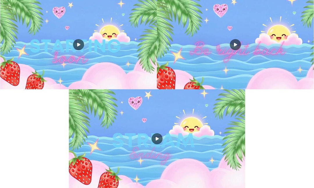 Kawaii Stream Overlay Set – Starting Soon, BRB, Ending Screens | Pastel ...