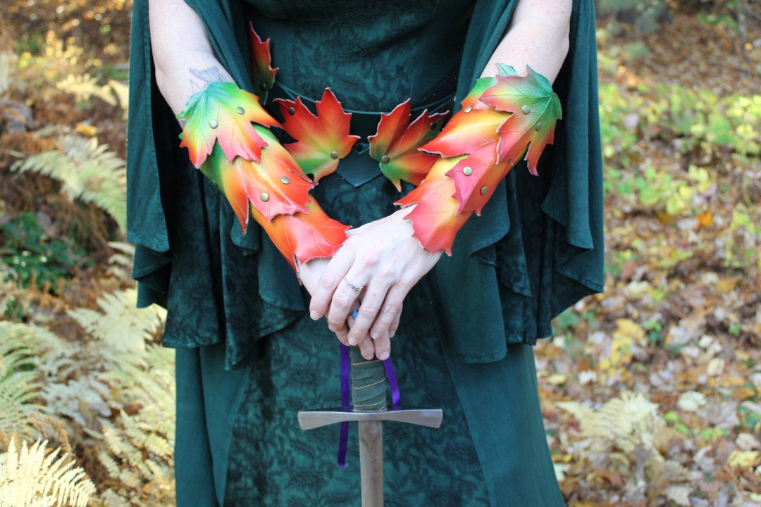 Fall Leaves Leather Armor - Bracers - Elven Fae Armour - Etsy