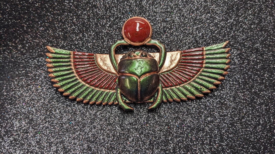 Egyptian Scarab Jewelry Green Red and Copper Gold - Etsy