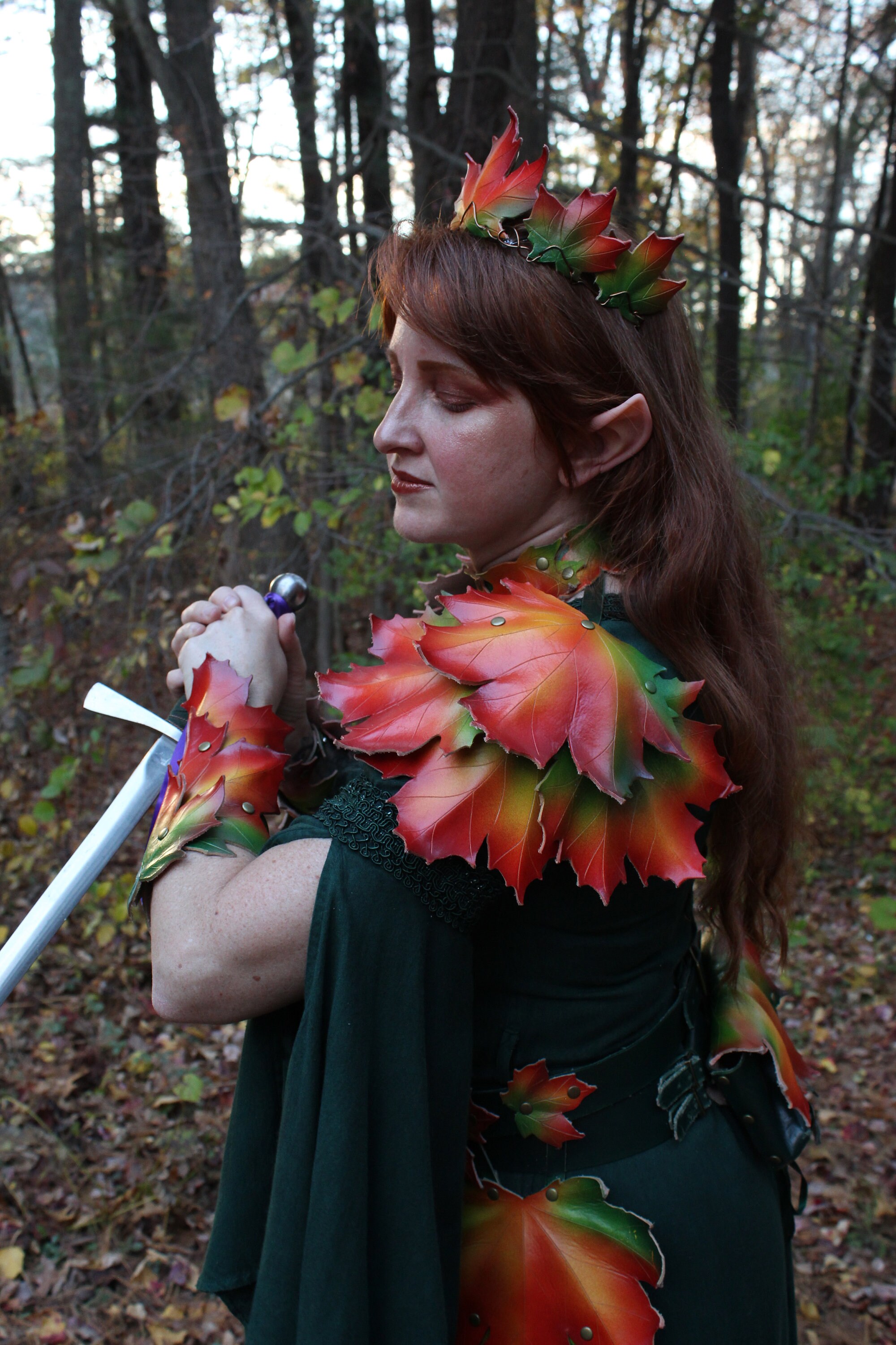 Fall Leaves Leather Armor - Pauldrons - Elven Fae Shoulder Armour - Etsy