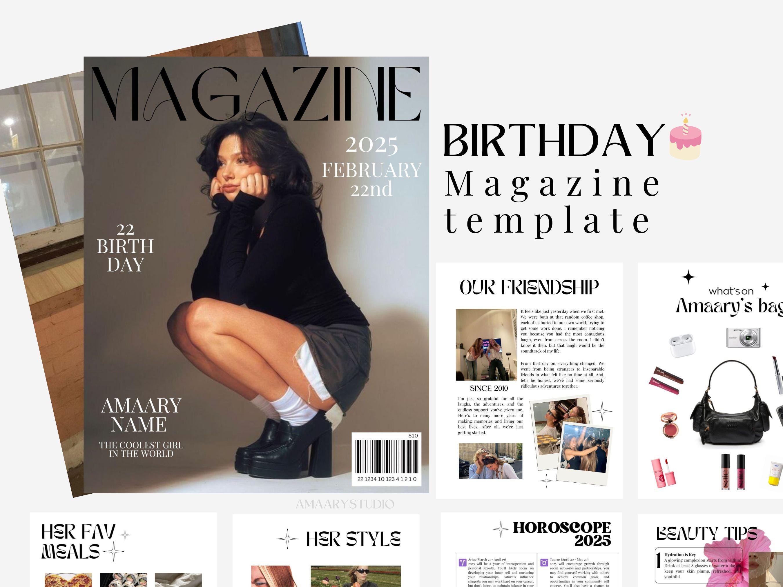 Vogue Birthday Magazine Editable, Canva Template, Gift for Best Friend ...