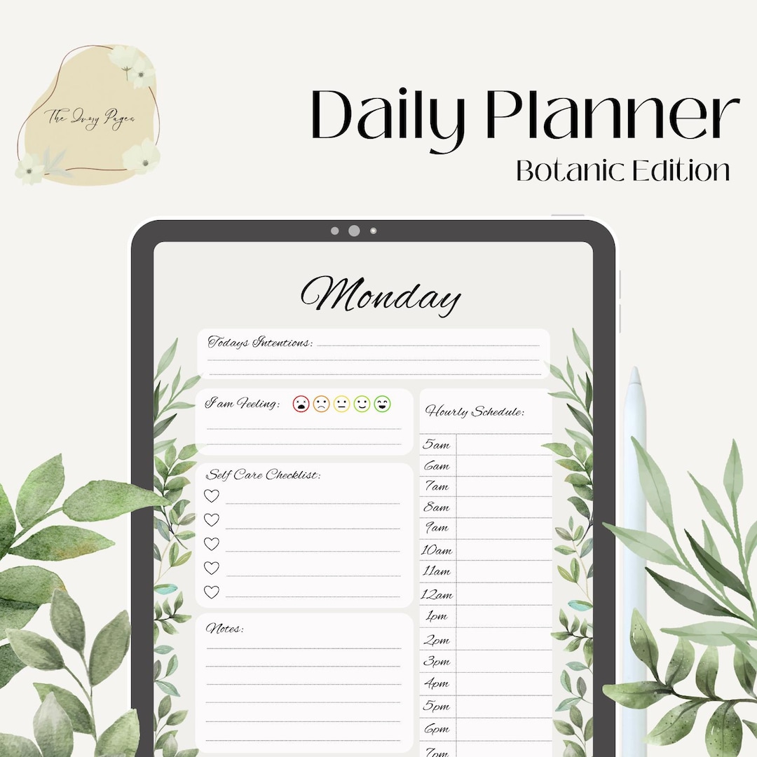 Botanic Edition Daily Planner | Printable & Digital PDF | Minimalist ...