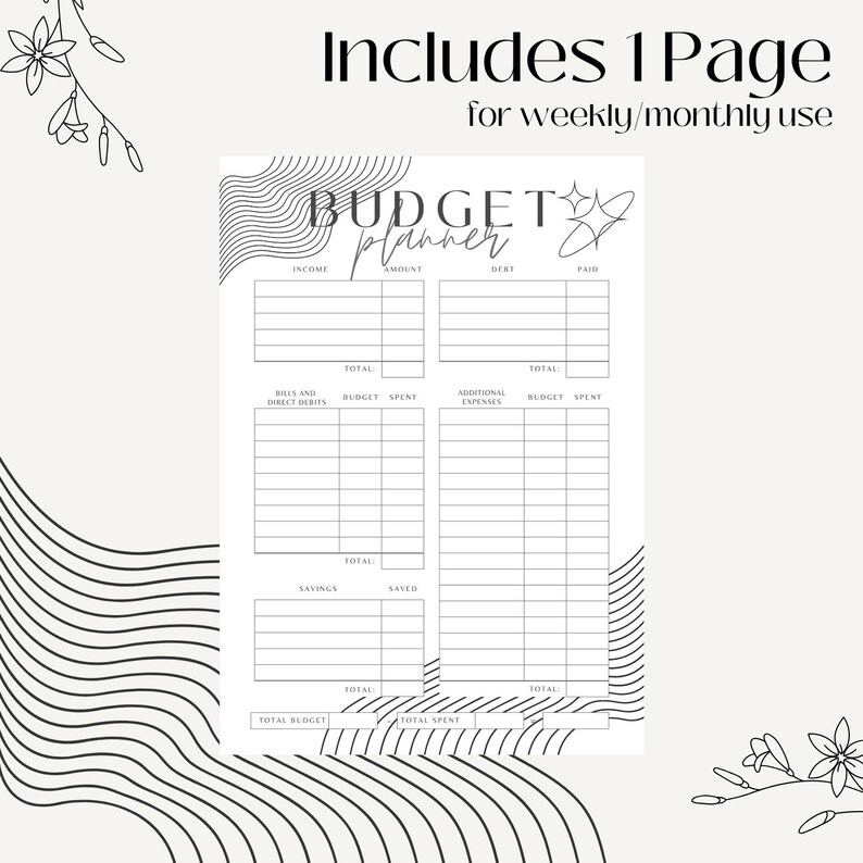 Minimalist Budget Planner | Printable & Digital PDF | Expense Tracker ...