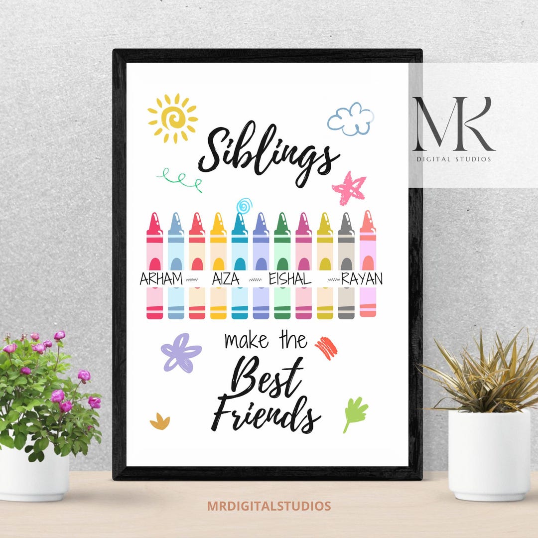 Custom Name Prints, Siblings Room Wall Print, Brother Sister Room Wall ...
