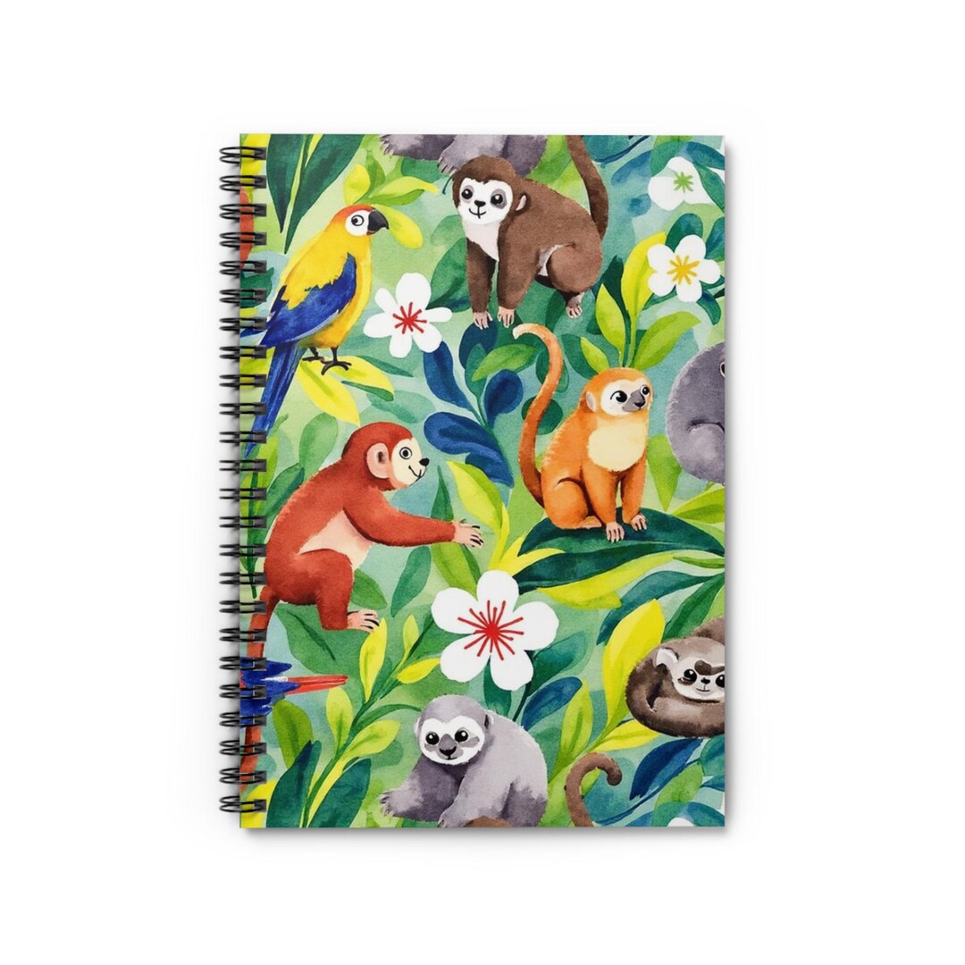 Animal Themed Spiral Notebook: Tropical Monkey Design, Ruled Pages - Etsy