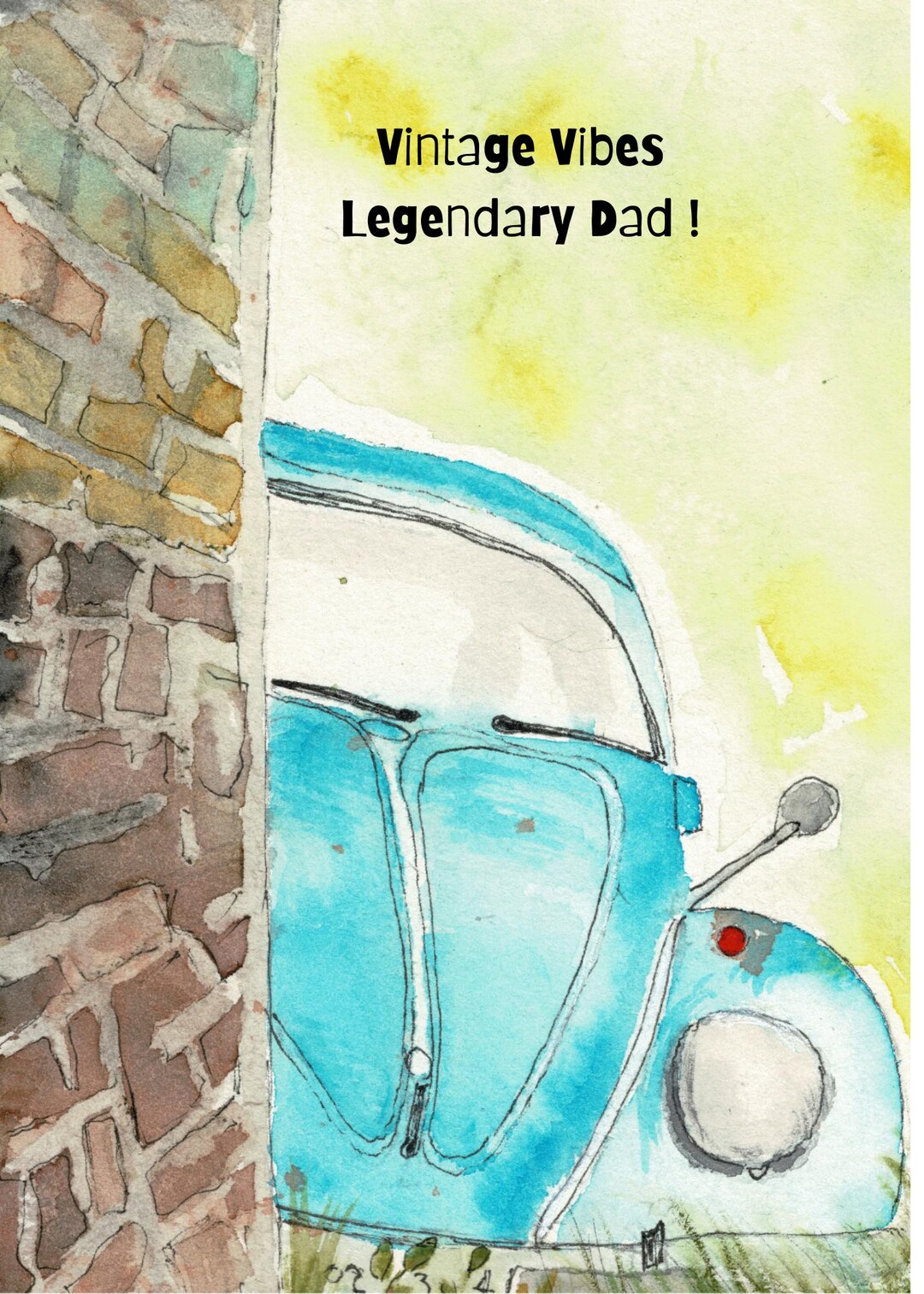 Vintage VW Bug Card With Personalization Option - Etsy