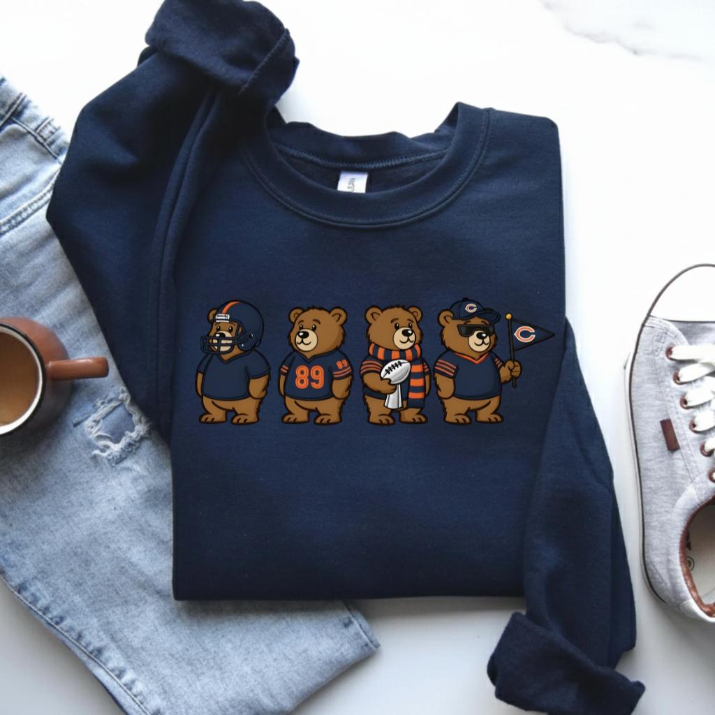 Cute Bears Chicago Football PNG, Retro Chicago Digital Design, Trendy ...