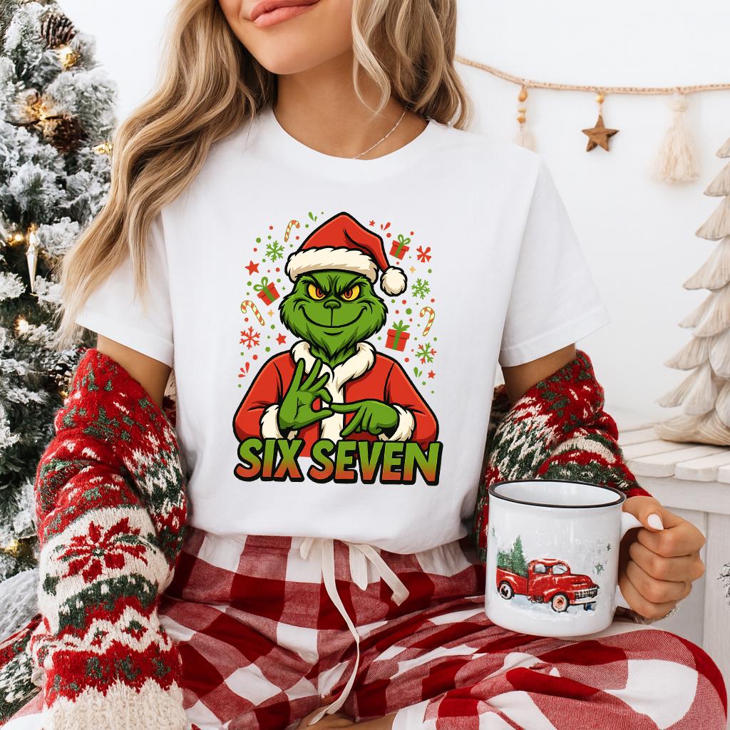 Funny Six Seven Meme Christmas Green Guy PNG | Grumpy Green Holiday ...