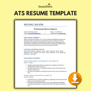 ATS Resume Template: Customizable CV for Word, Google Docs, Pages - Etsy