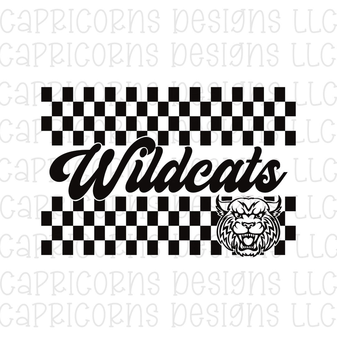 Wildcats Mascot Doodle PNG | Checkered - Etsy