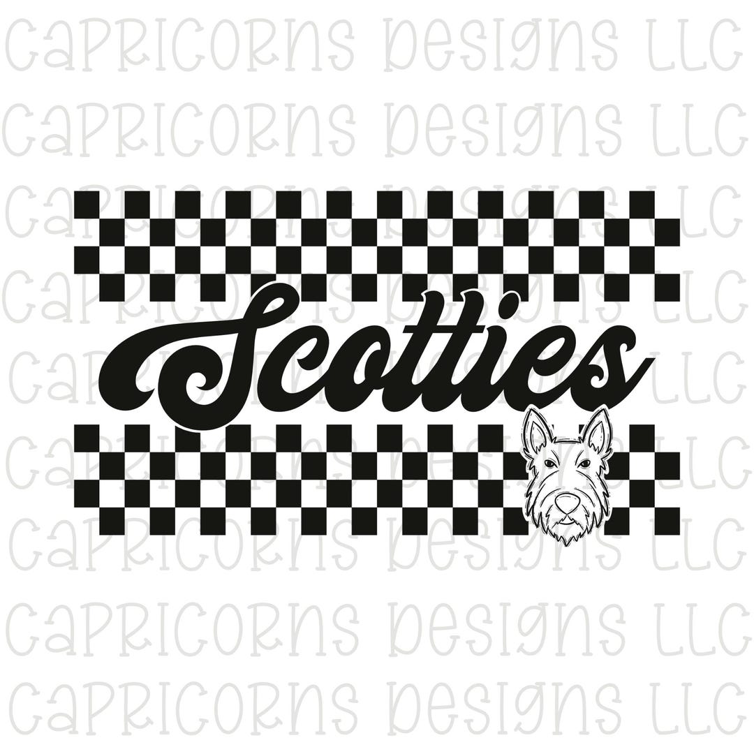 Scotties Mascot Doodle PNG | Checkered - Etsy