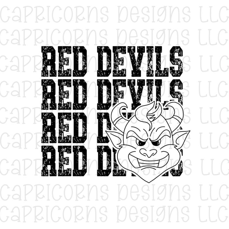 Red Devils Mascot Doodle PNG | Grunge | Distressed | Stacked - Etsy