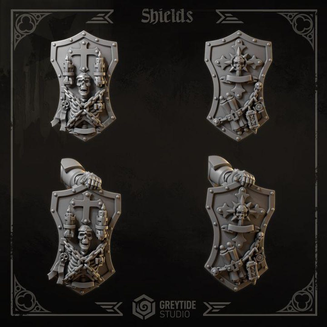 Big Armor Shields | Greytide Studio | 3D Printed Resin Miniatures for Wargaming | Bits for ...