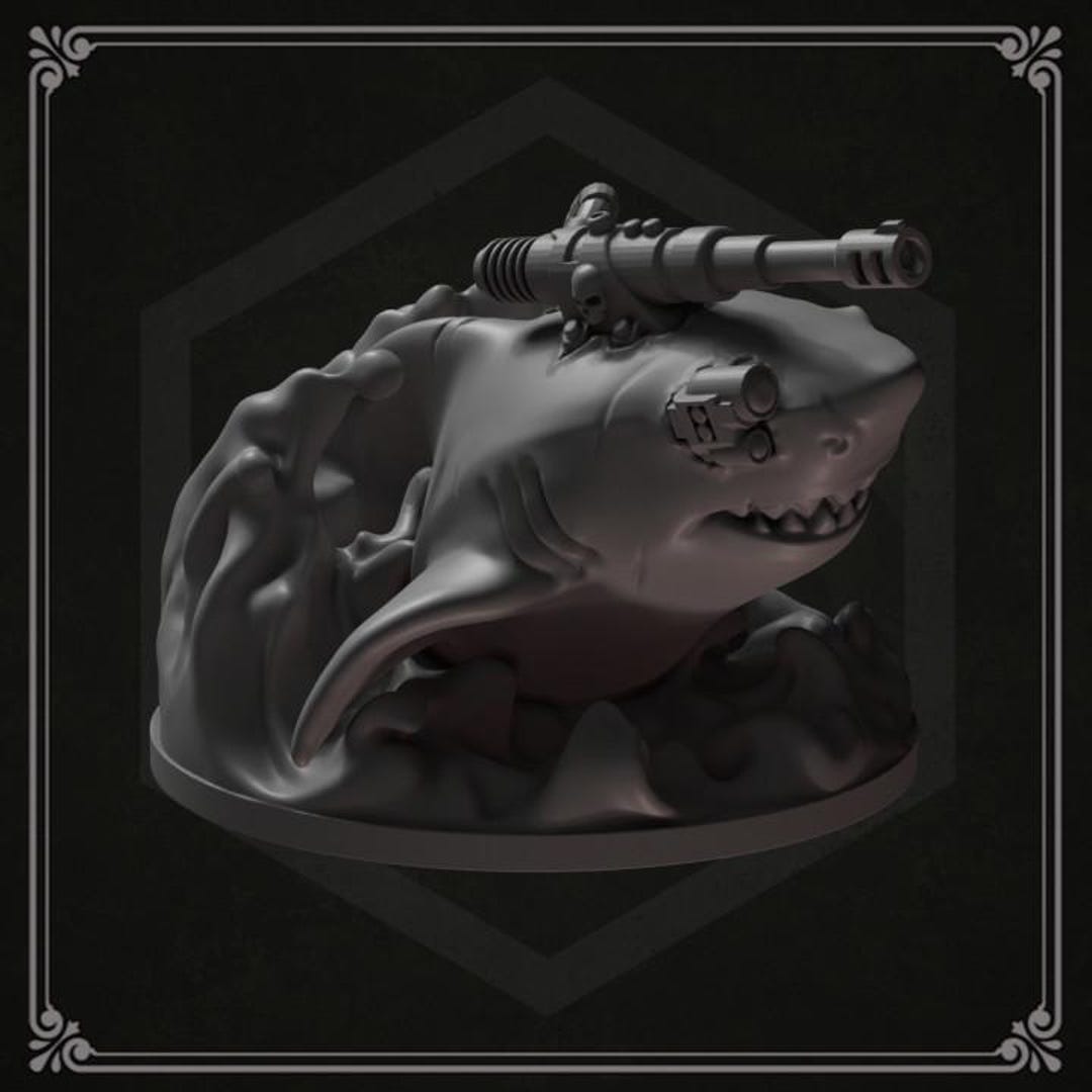 Shark With Laser | Greytide Studio | 3D Printed Resin Miniatures for ...