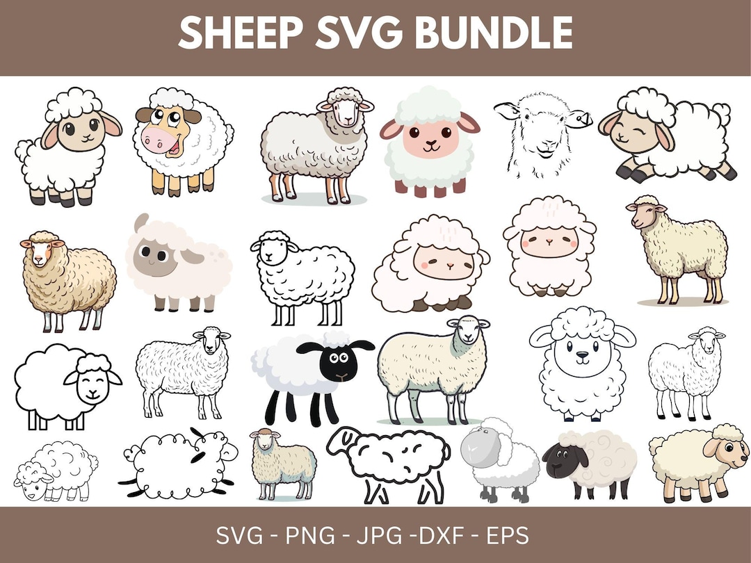Schaf SVG Bundle, Schaf dxf, Schaf png, Schaf eps, Schaf vektor, Schaf geschnitten, Schafkopf ...