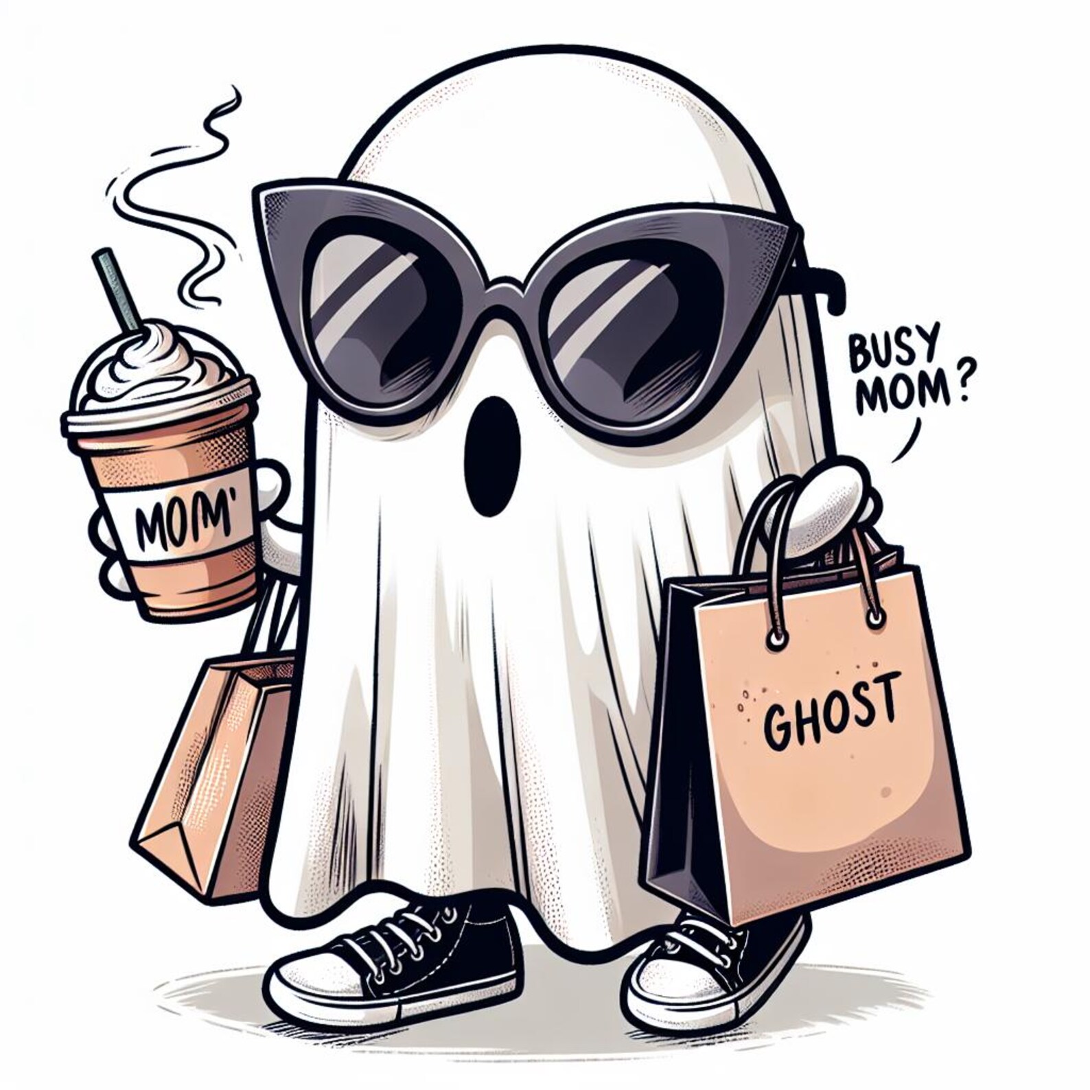 Busy Mom Ghost PNG: Funny Halloween Spooky Season Tee - Etsy
