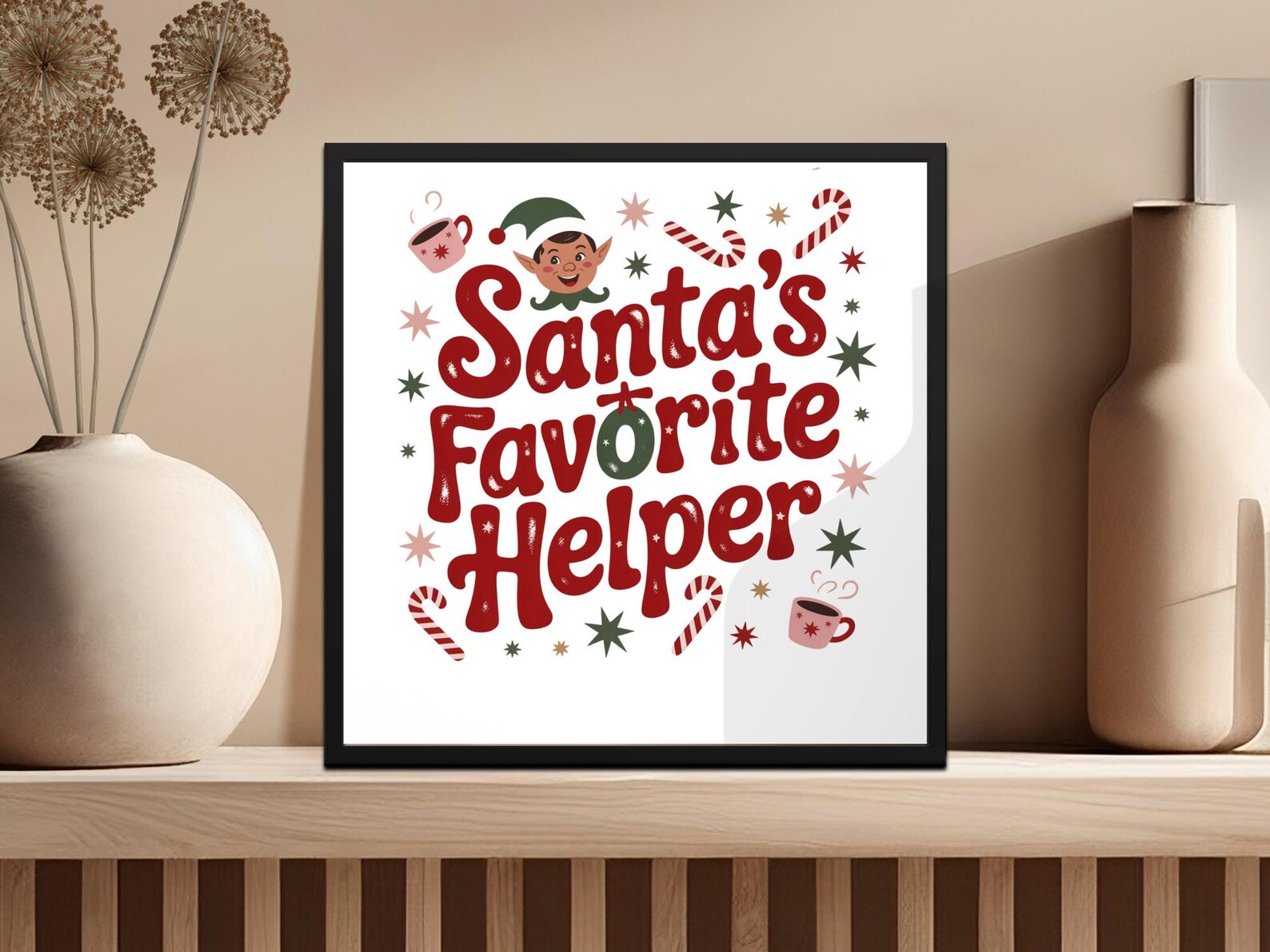 Santa's Favorite Helper Digital, Christmas Elf PNG, Retro Holiday ...