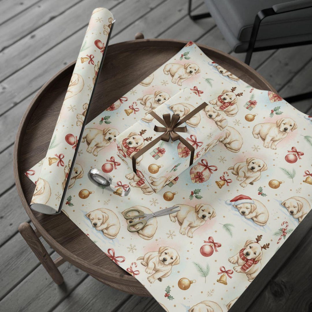 Christmas Wrapping Paper Sleepy Puppy Holiday Gift Wrap, Christmas ...