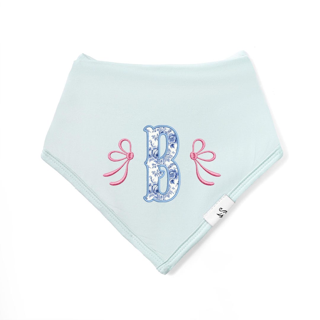 Personalized Embroidered Baby Bib, Baby Girl Monogram Bib Burp, Bow ...