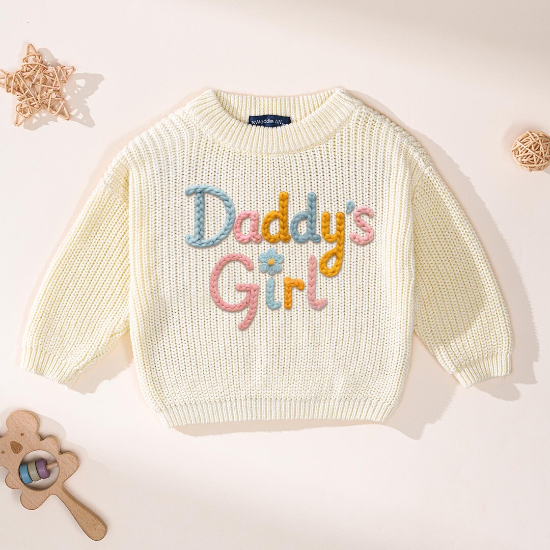 Daddy's Girl Baby Sweater | Hand Embroidered Baby Outfit | First Father ...