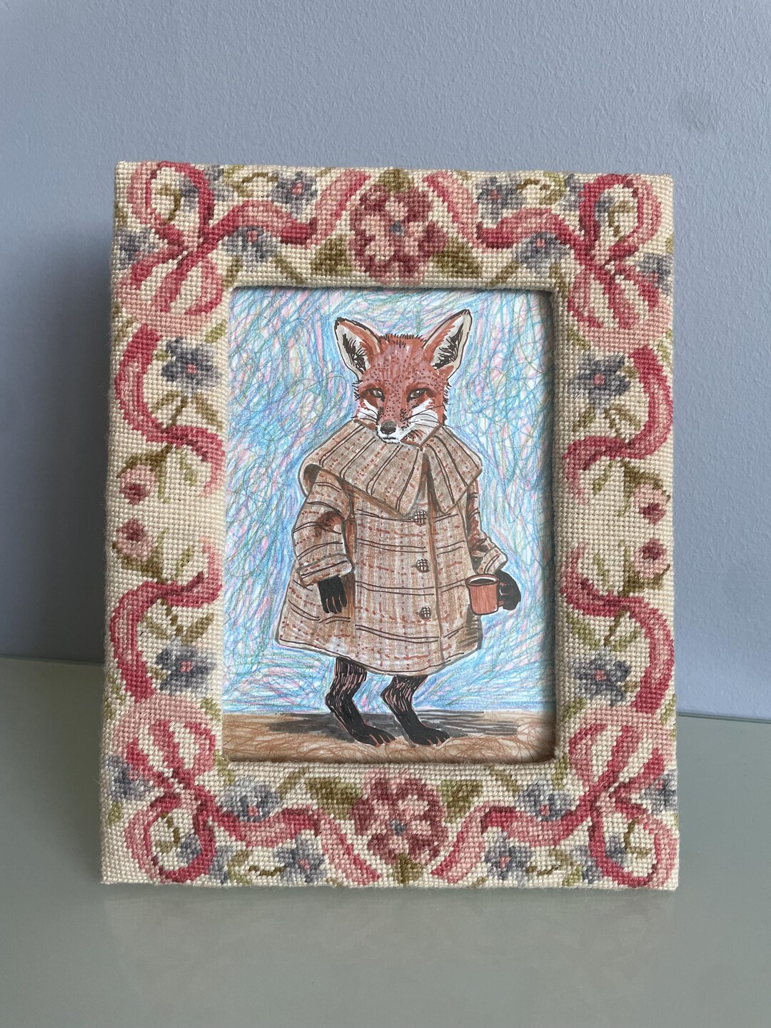 Fox Drawing - Original Framed Artwork, Not a Print - Whimsical ...